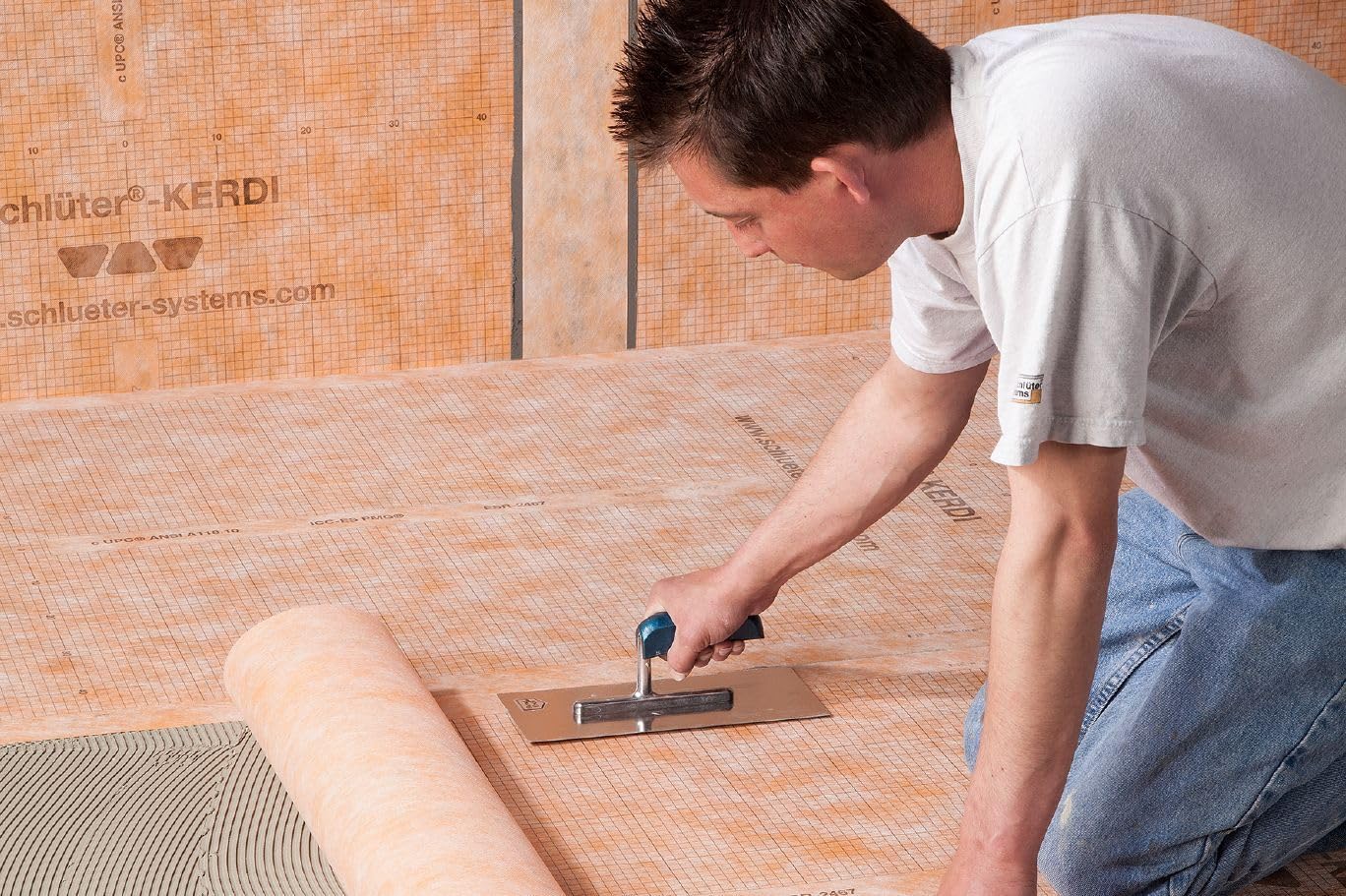 Schluter Kerdi Bonded Waterproofing and Vapor-Retardant Membrane for Tile Application - 3' 3" Width, 16' 5" Length, 54 Square Feet - KERDI200/5M