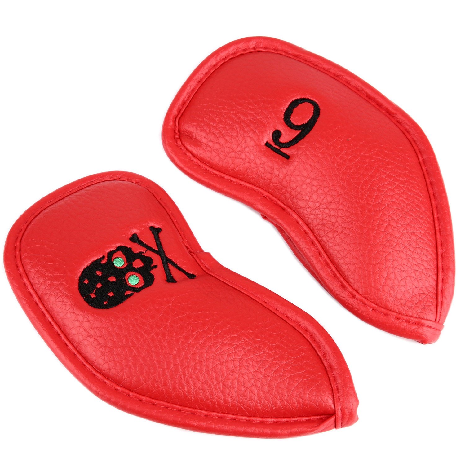 Sword &Shield sports 10X Golf Iron Head Covers Set Headcovers Skull Iron Club Cover for Taylormade Ping (Red)