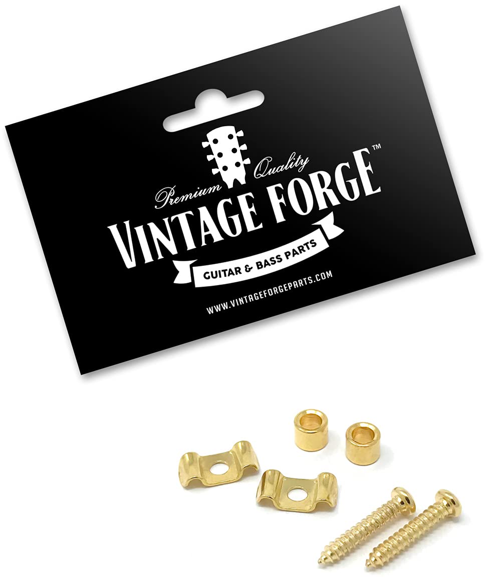 Vintage Forge Gold Vintage String Tree Retainer Guide (Set of 2) for Fender Stratocaster Strat Guitar SRT60-GLD