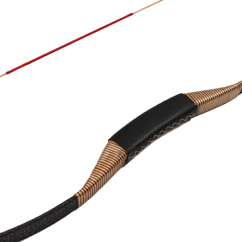 TOPARCHERY Archery 53'' Traditional Recurve Bow Wooden Handmade Mongolian Horsebow Hunting Bow 30-50lbs Longbow for Adult Hunting Practice Arm Guard Finger Tabs Set (30)