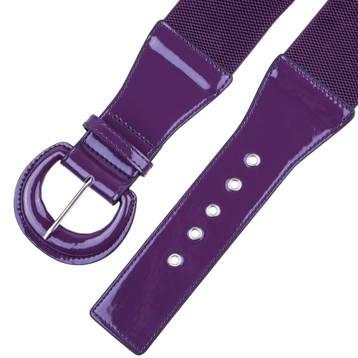 Samtree Vintage Wide Stretchy Cinch Belt for Women, Chunky Buckle Adjustable Elastic Waist Belt for Dresses, Purple