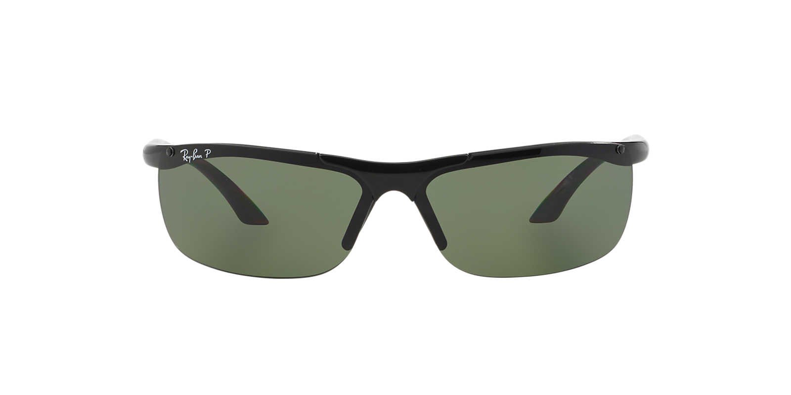 Ray-Ban Men's RB4085 Sunglasses Rectangular, Black/Green Polarized, 68 mm