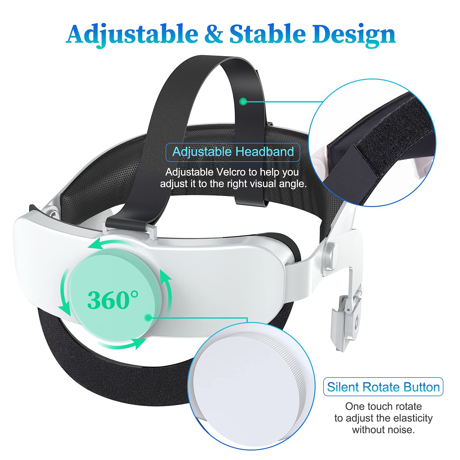 Younik Head Strap Replacement for Quest 2, Adjustable Headband Strap with Lens Cover Provides Enhanced Support and Reduces Head Pressure in VR Games