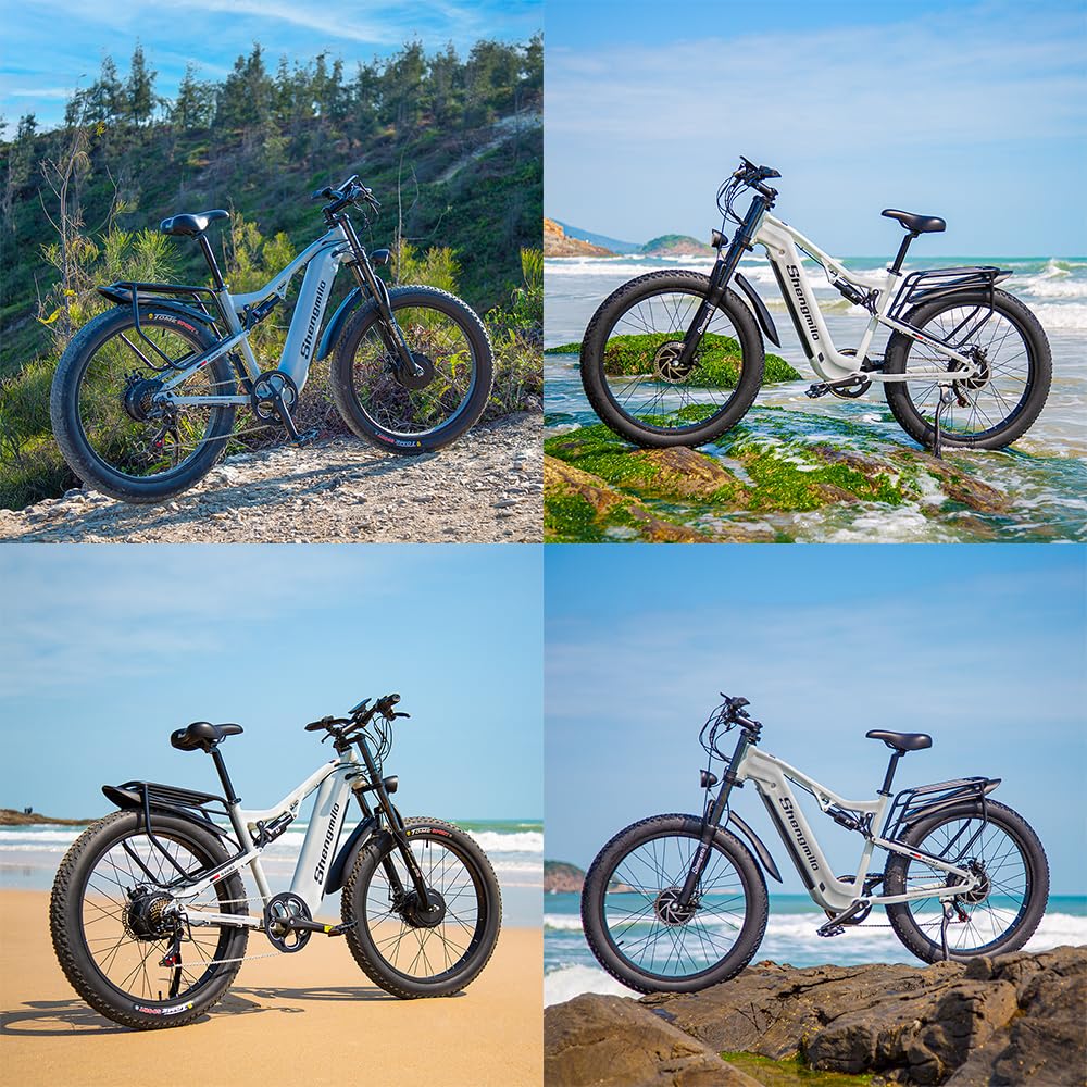 Shengmilo-S600 26” Electric Bike for Adults, 2000W Dual Motors Ebike, 31MPH, 48V 17.5AH Samsung Battery, E-Mountain Bicycle, Full Suspension Double Shoulder Fork & DNM Rear Shock, LCD Color Display