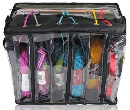 Premium Knitting Bag - Stylish, Durable & Portable Yarn Organizer for Knitting & Crocheting (Black Tote Style)