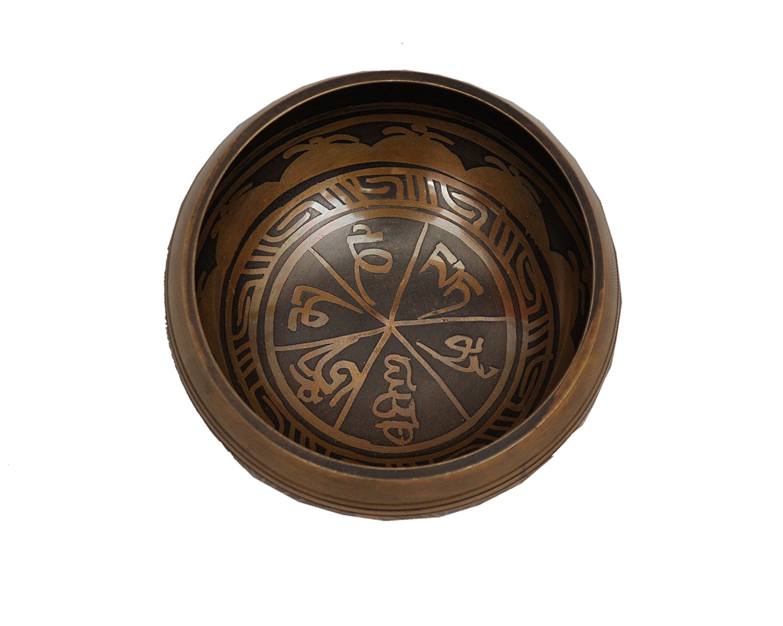 Special Etching Tibetan Singing Bowl Set By Dharma Store - Buddhism Yoga Meditation - With Striker & Cushion