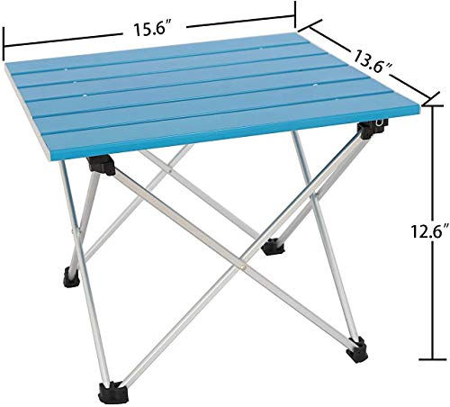 Sutekus Folding Table Camping Side Tables with Aluminum Table Top and Carry Bag (Black)