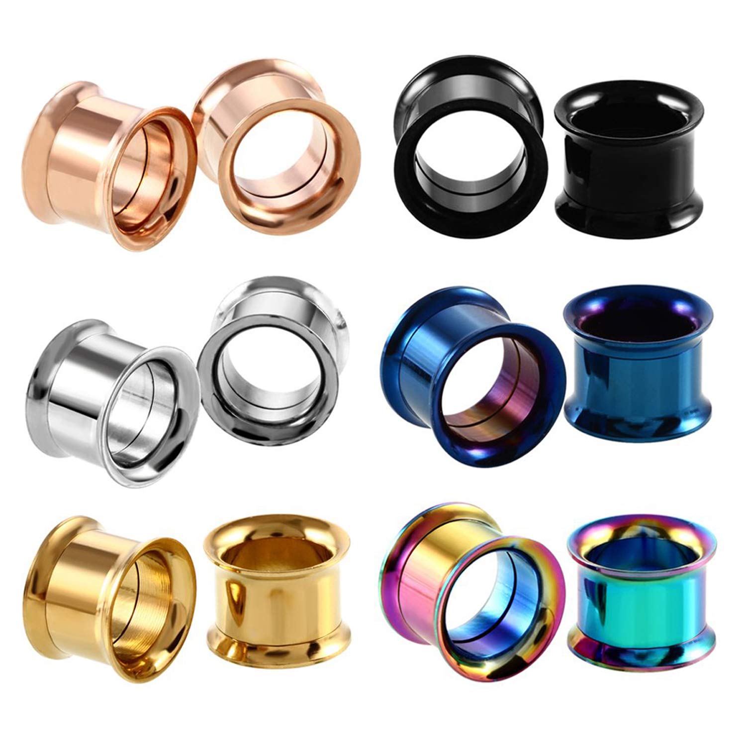 TOPBRIGHT Surgical Stainless Steel Screwed Expander Stretcher Body Piercing Jewelry Ear Gauges Tunnels Plugs 14pcs Set