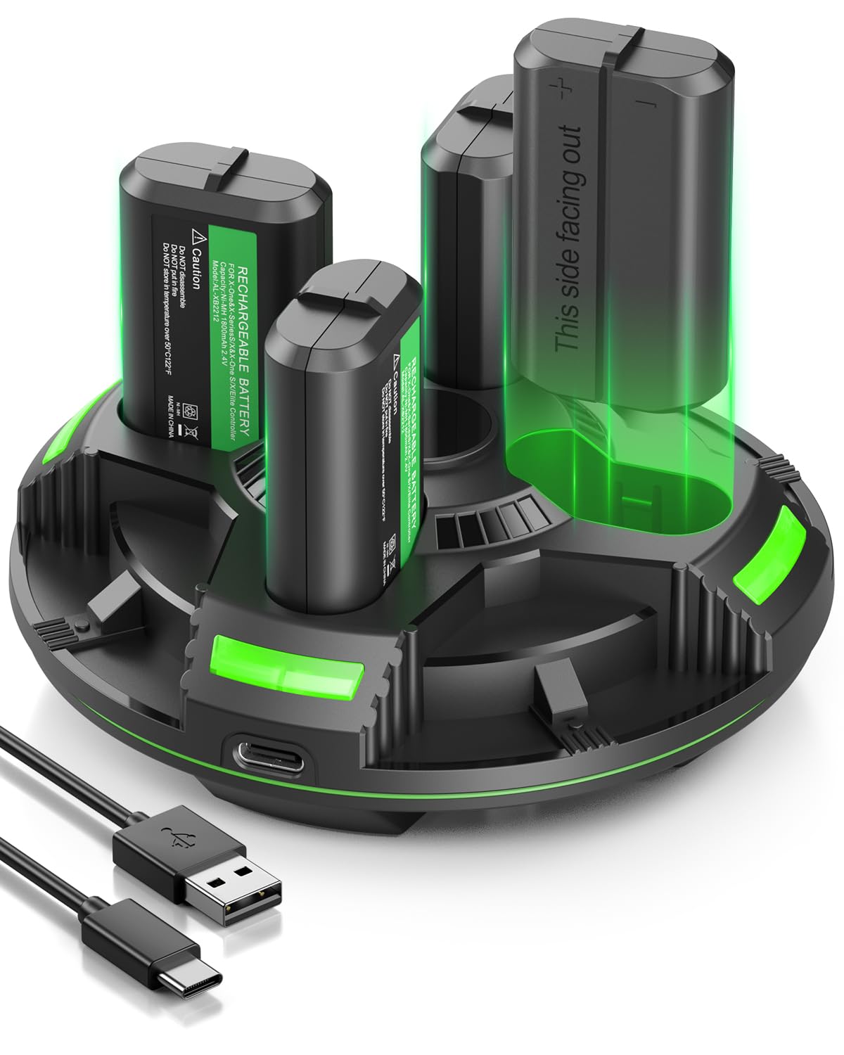 Rechargeable Controller Battery Packs Compatible for Xbox One/Xbox Series X|S Xbox One S/Xbox One X/Xbox One Elite Controller, 4×1800mAh Xbox Rechargeable Battery Pack with Charger for Xbox Controller