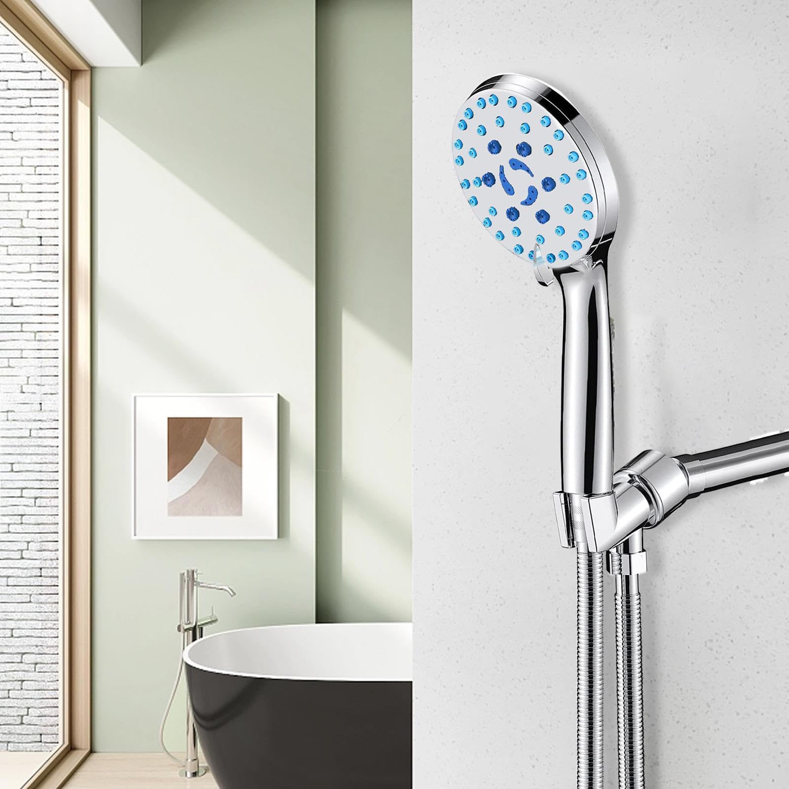 Shower Head, ABS Multifunctional Bathroom Showerheads, High Pressure Hand Held Showerhead, Stainless Steel Hose Showerhead Kit, Adjustable Replacement For Bathroom Shower