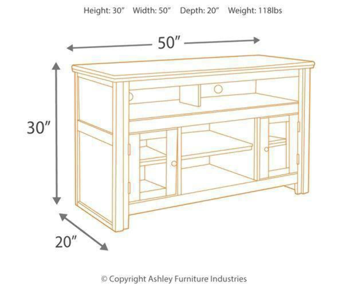 Signature Design by Ashley Harpan Traditional TV Stand Fits TVs up to 58", Adjustable Shelf and 2 Cabinets For Storage, Brown