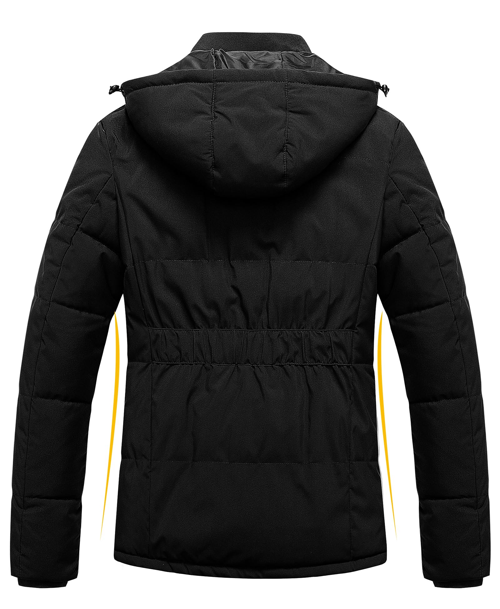 Pursky Women's Teen Lightweight Short Winter Hooded Coat Waterproof Warm Puffer Jacket Parka Black M