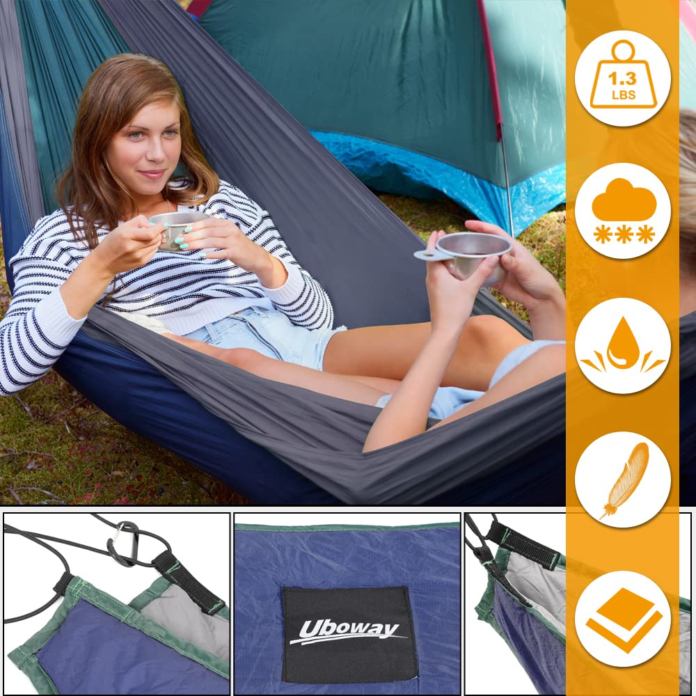 UBOWAY Outfitter Hammock Underquilt, Full Length Lightweight 4 Season Under Quilt for Single and Double Hammocks, Under Blanket Bottom for Camping Hiking Backpacking (Navy)