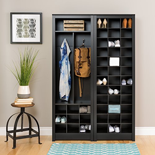Prepac Space-Saving Entryway Organizer with Shoe Storage, Black