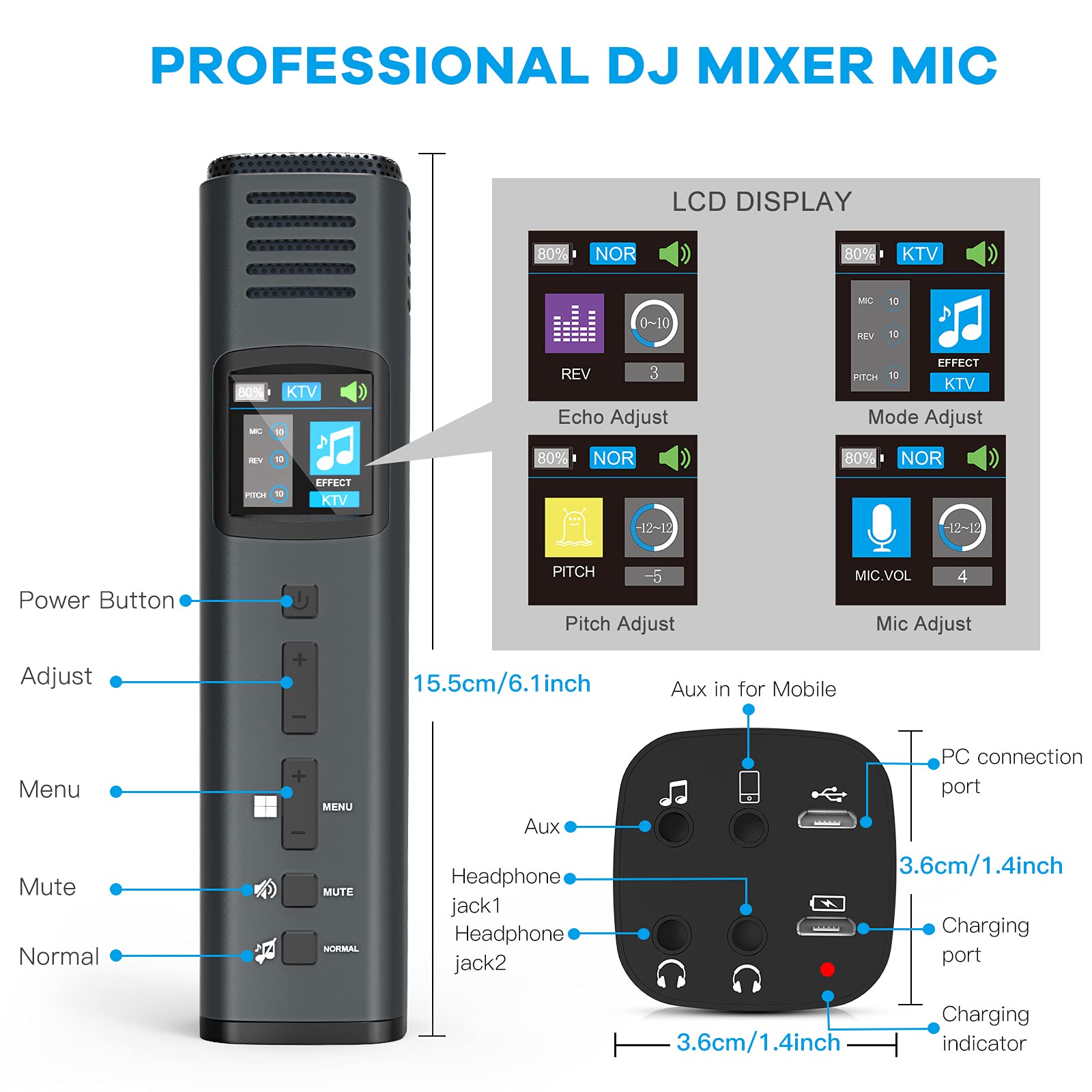 ZealSound Studio Microphone, Condenser Recording Microphone for Phone & Computer Mac Tablet, Metal DJ Mixer Mic with Gooseneck Arm Clamp Mount for Singing Podcasting Streaming YouTube TikTok Videos
