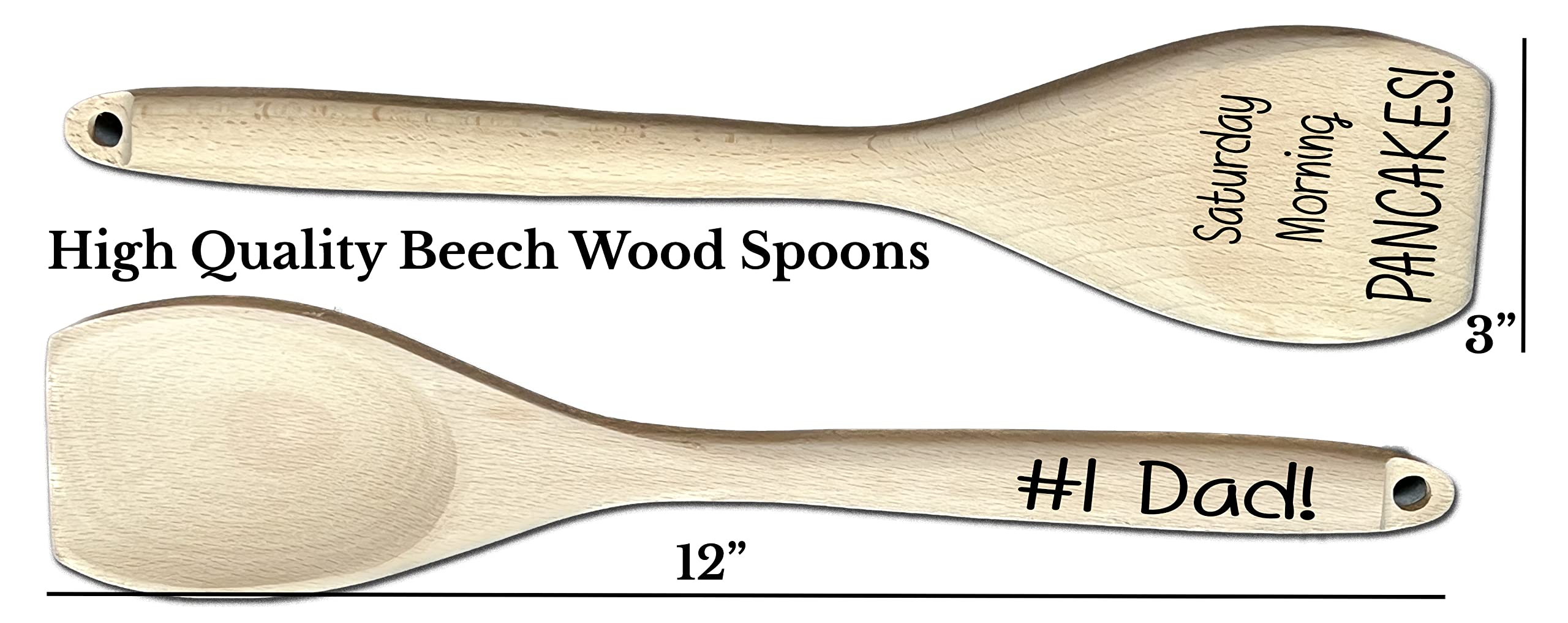 Set of 2 | Personalized Wood Spoon | Free Laser Engraving | Beech wood spoon for cooking and display by Dusty Roads C3