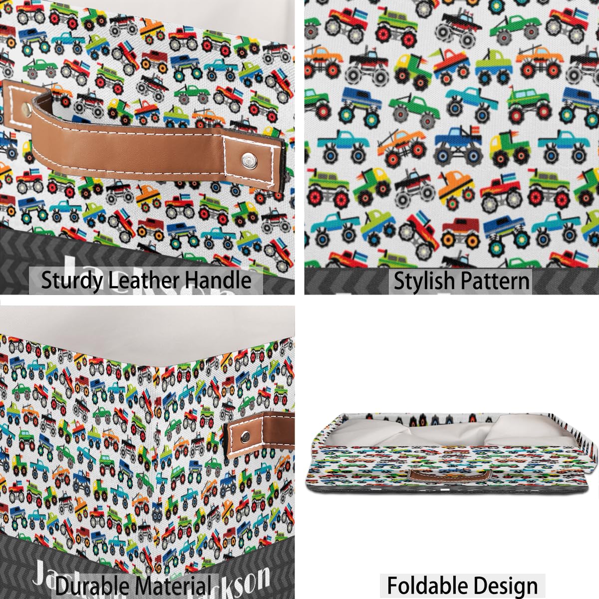 RIRIX Personalized Storage Bin, Custom Storage Baskets for Organizing with Handles, Foldable Storage Box for Closet Cloth Baskes Toy Big Truck