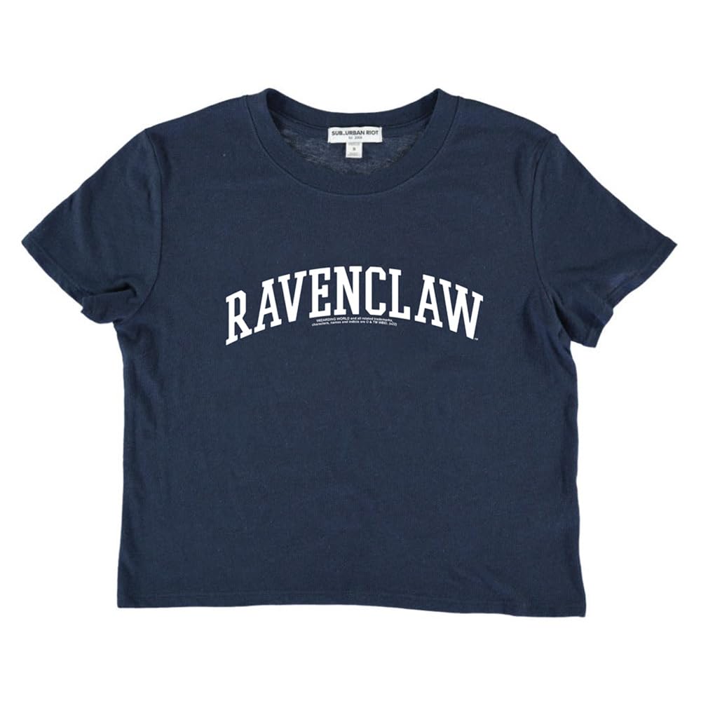 Suburban Riot Harry Potter Official Harry Potter Ravenclaw Collegiate Dylan Women's Short Sleeve Crop Top (Medium) Navy