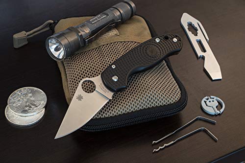 Spyderco Para 3 Lightweight Signature Folding Utility Pocket Knife with 2.92" Black Stainless Steel Blade and FRN Handle - Everyday Carry - PlainEdge - C223PBBK