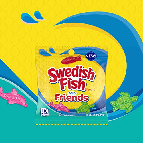 SWEDISH FISH and Friends Soft & Chewy Candy, 12-3.59 oz Bags