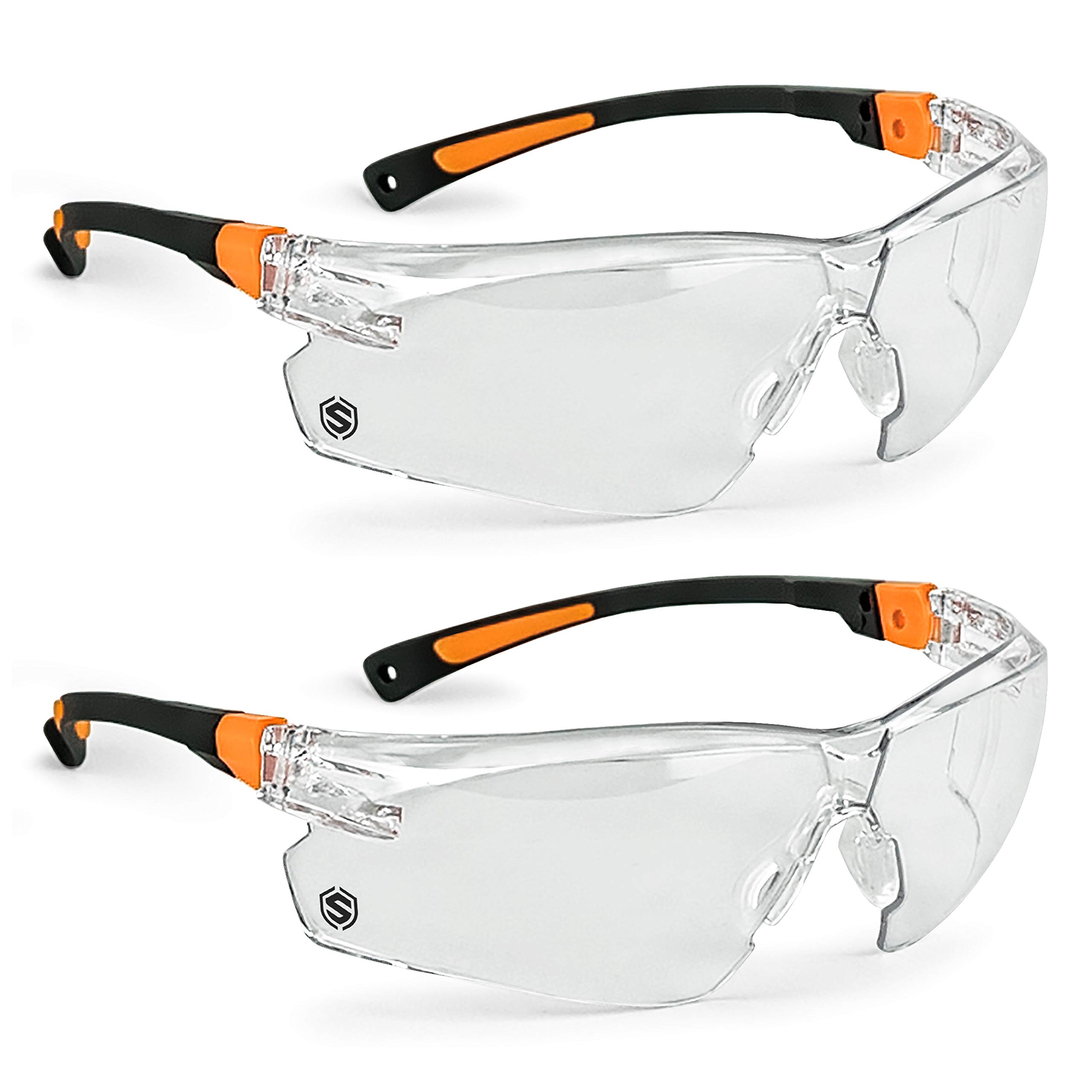 Strive Performance Tracer Safety Glasses - Scratch-Resistant UV Protection Wraparound Lens, Clear 2-Pack
