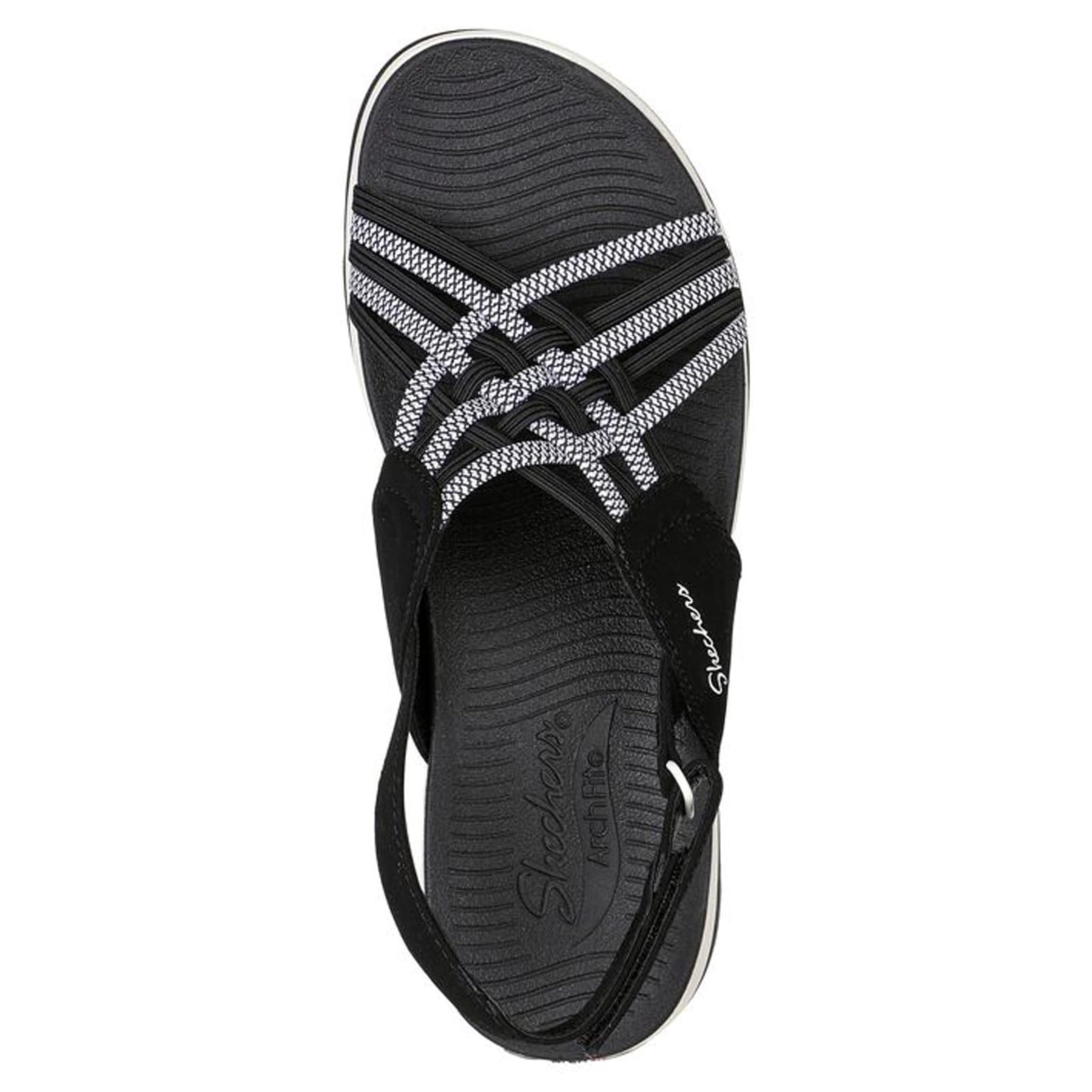 Skechers Women's ARCHFIT Reggae Sport-Hometown Sandal, Black/White, 8