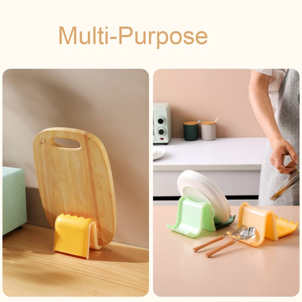 Ulfanit Pot Lid Holder with Drip Pad - 2pcs Multi-purpose Lid and Spoon Rest Rack, Kitchen Countertop Pot Lid Stand Gadget, Utensils Lid Holder, Grey & Green