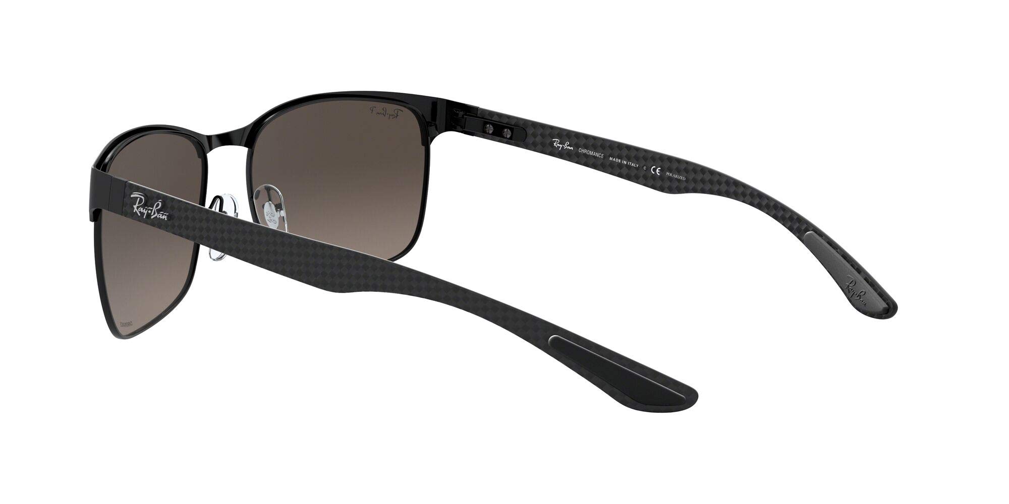 Ray-Ban Men's RB8319CH Chromance Square Sunglasses, Matte Black On Black/Polarized Grey Mirrored Silver, 60 mm
