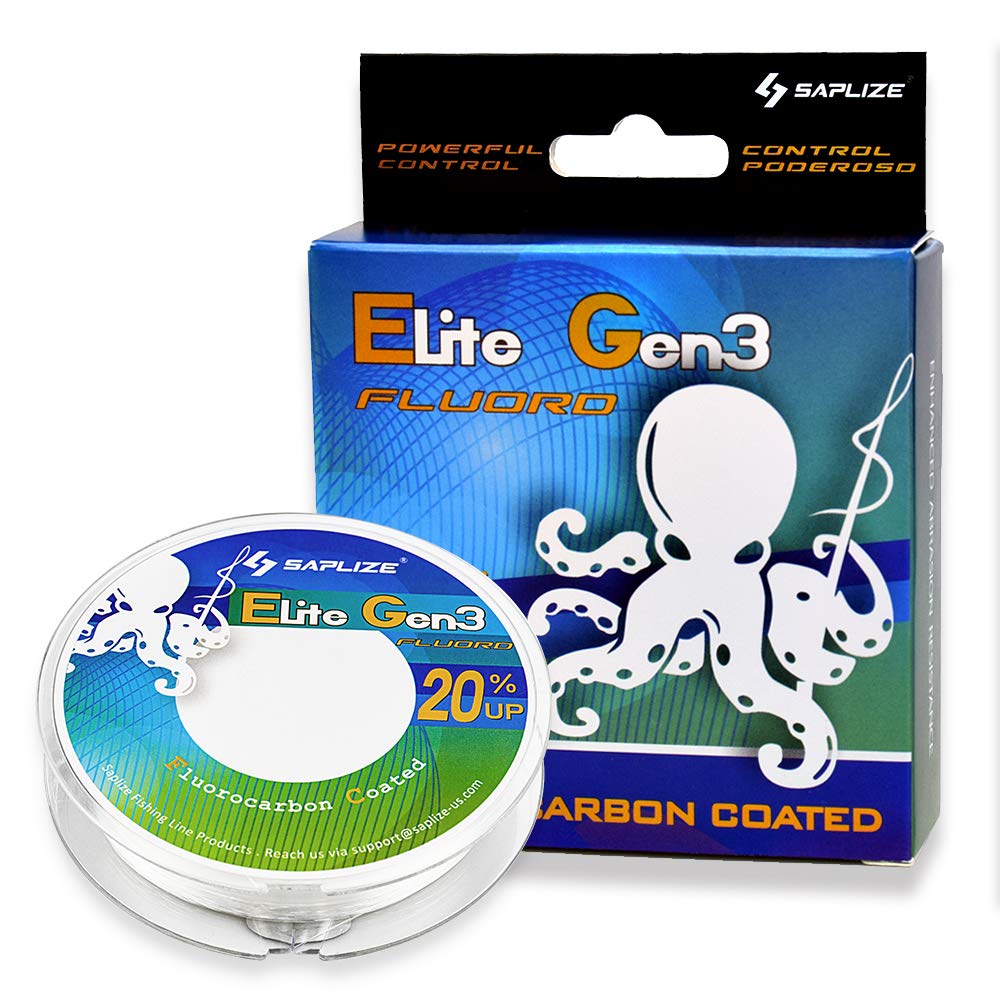 SAPLIZE Fluorocarbon Coated Fishing Line, 8LB, 0.24mm, 300Yards