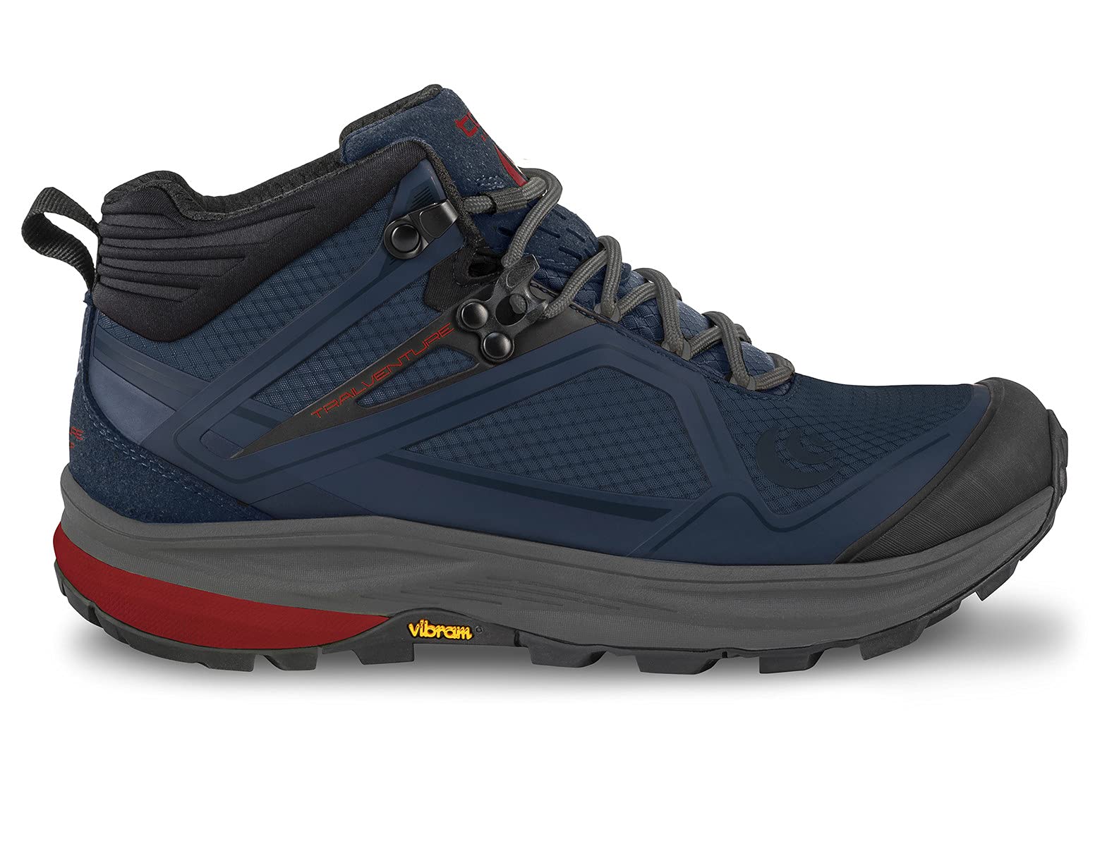 Topo Athletic Men's Trailventure Comfortable Cushioned Durable 5MM Drop Trail Running Shoes, Athletic Shoes for Speed Hiking, Navy/Red, Size 11.5