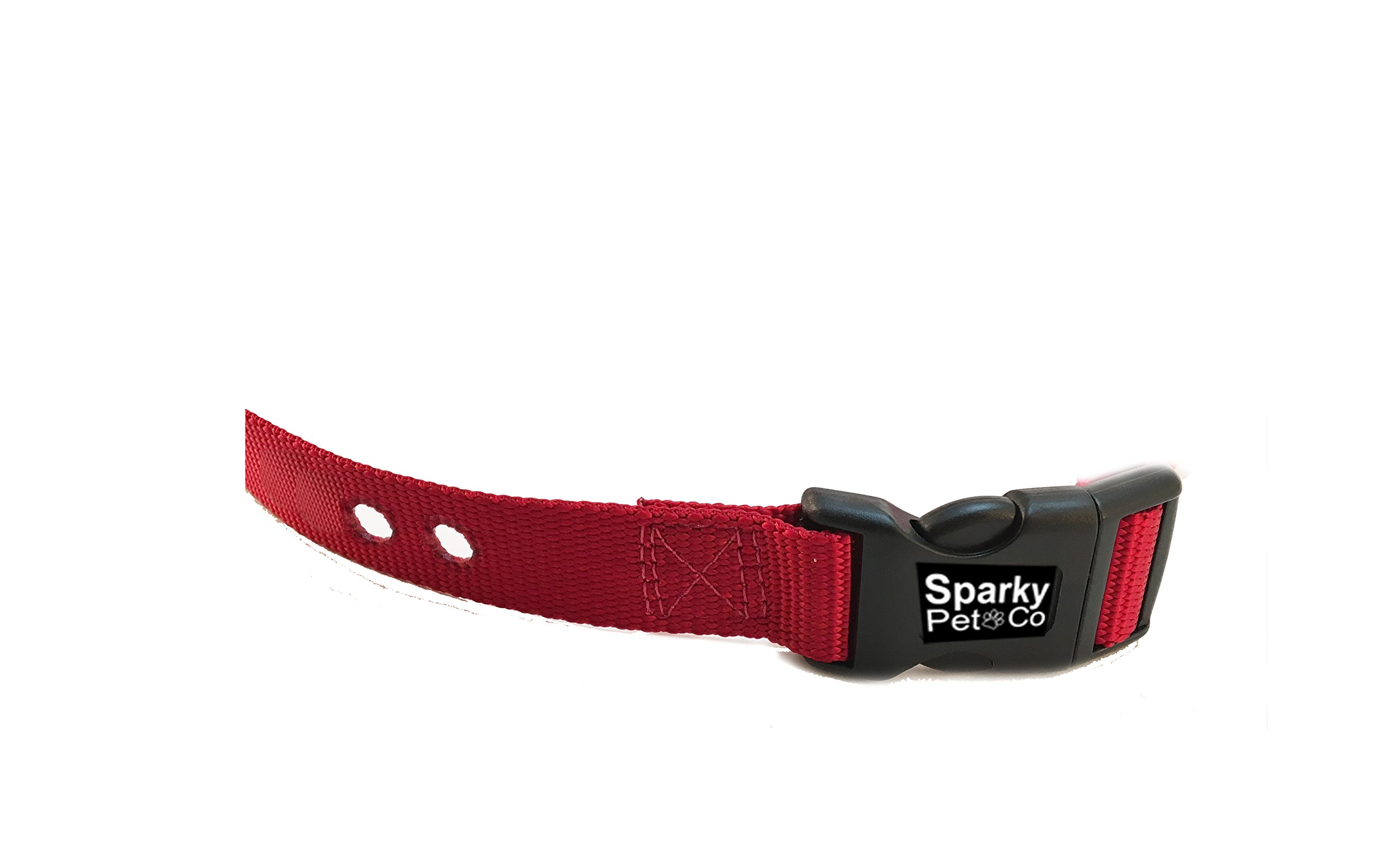 Sparky Pet Co Compatible with Petsafe Replacement 3/4" Nylon Strap with 2 Holes Spaced at 1.25" Apart (Red)