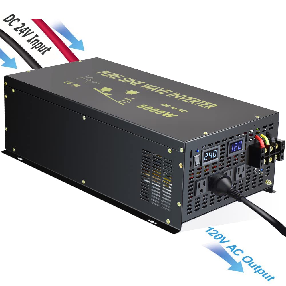 WZRELB 8000W 24VDC to 120VAC Pure Sine Wave Solar Power Inverter Homeuse Car Inverter