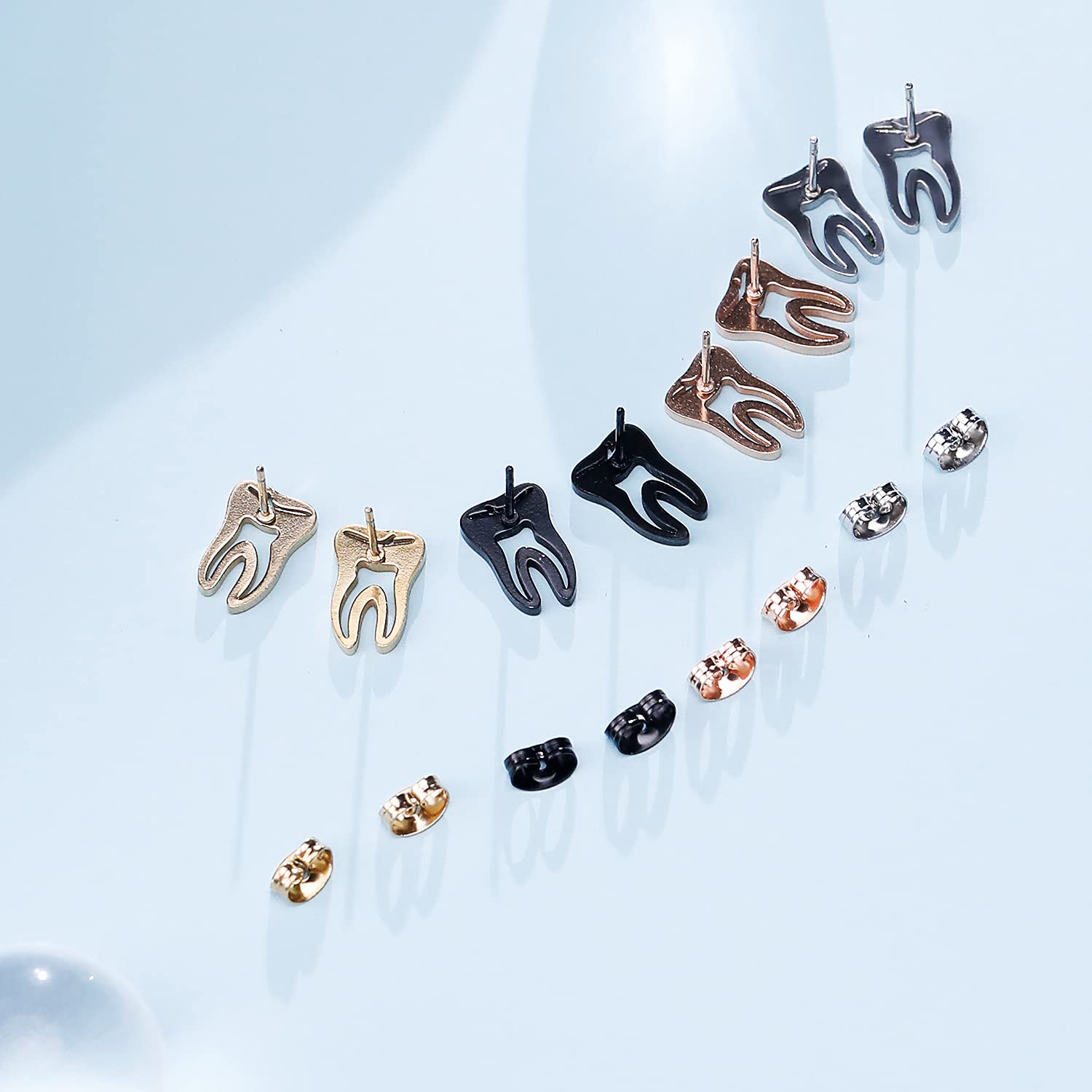 Tooth Earrings Studs 4 Pcs Teeth Pendant Earrings Dental Earrings Dentist Jewelry for Women
