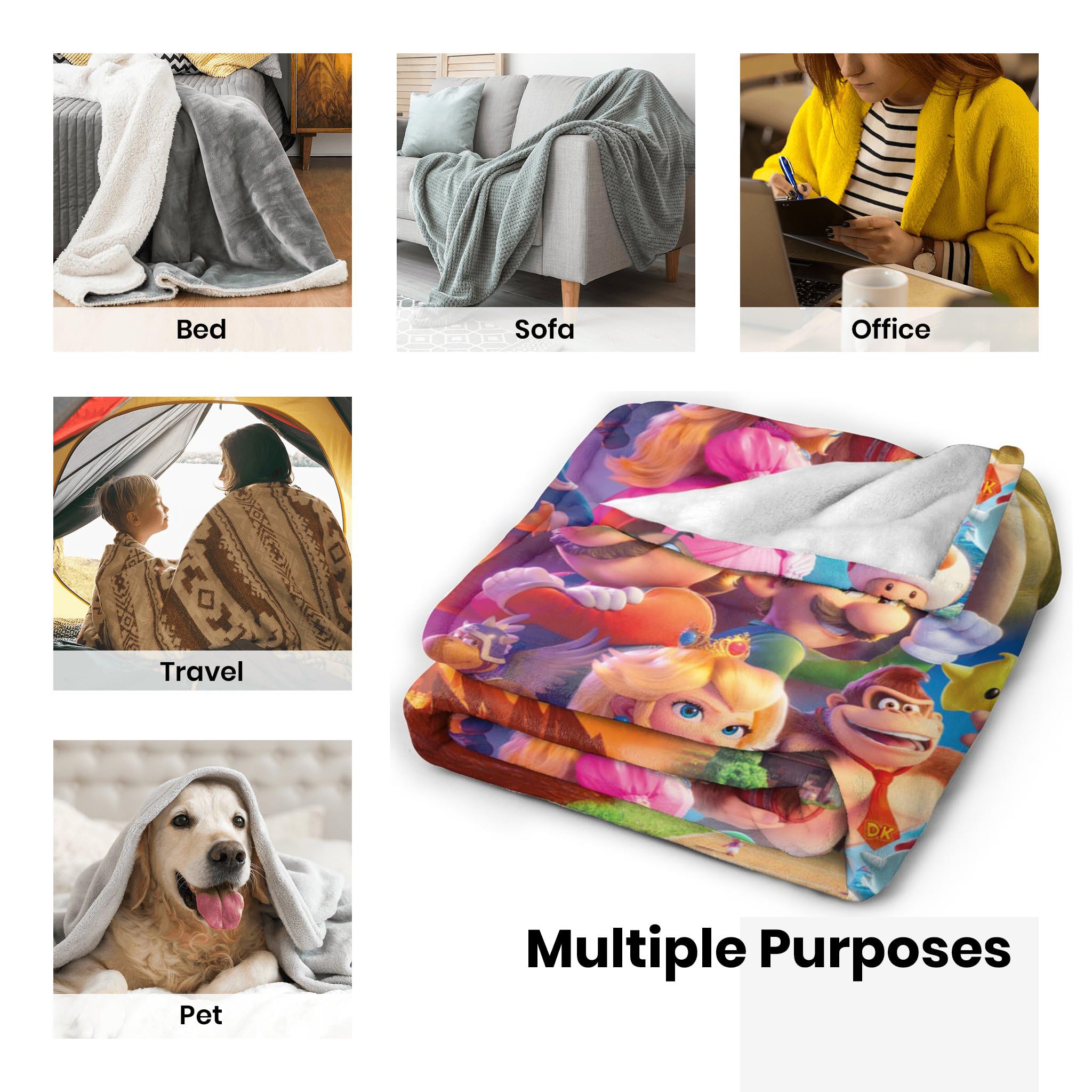 Ultra-Soft Warm Fuzzy Fleece Blanket for Kids & Adults, Smooth Cozy Flannel Throw Blanket for Bed Couch Gift 60"x50"