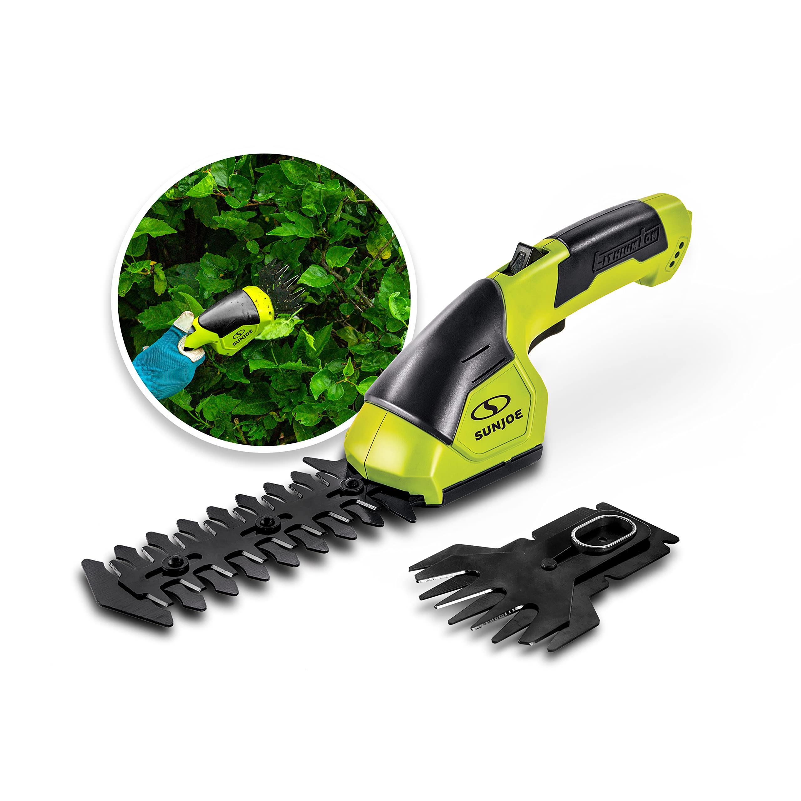 Sun Joe 24V Cordless Mini Chainsaw Bundle with Premium Oil and Cordless Grass Shear + Shrubber Handheld Trimmer