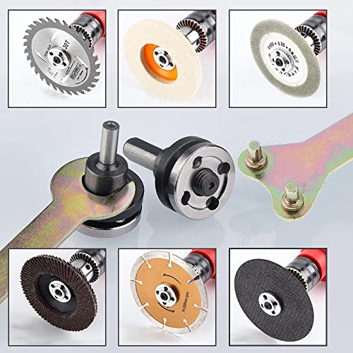 Yakamoz Drill Angle Grinder Adapter with Flange Nut Parts Set, 6mm and 10mm Drill Arbor Mandrel Adaptor with 3 Set Replacement Grinder Flange Nuts and Spanner Wrench Conversion Tool