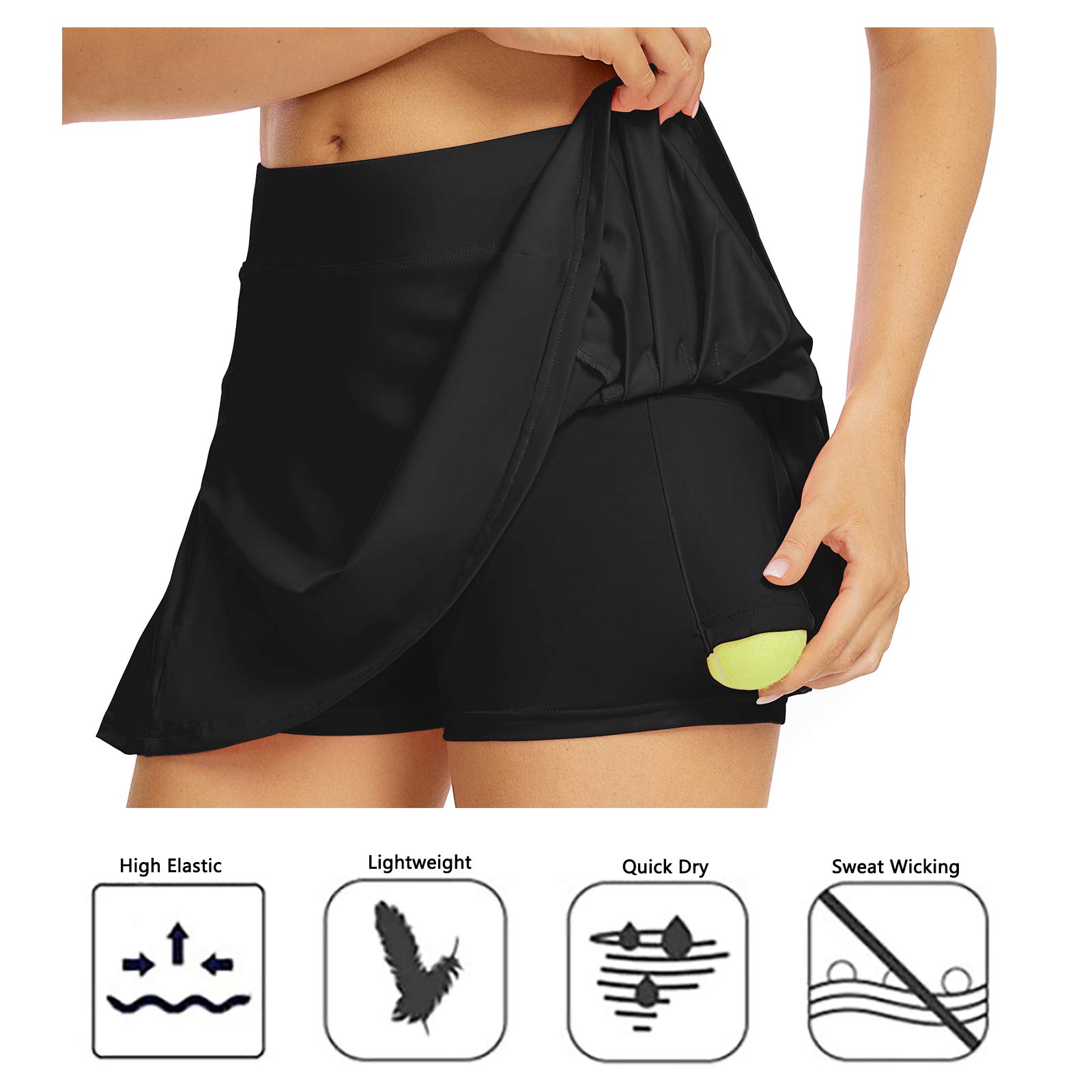 Tennis Skorts Skirts for Women Mini High waisted Pleated Golf Athletic Skater Skirts with Pockets