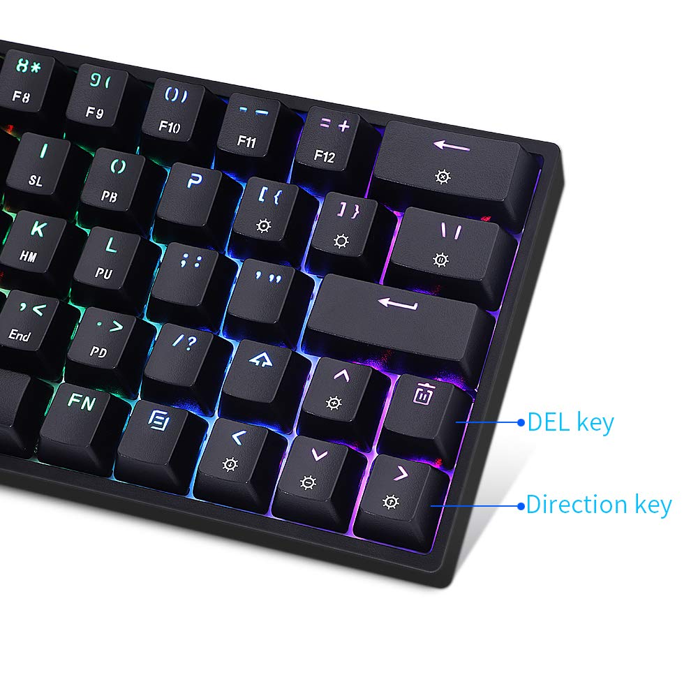 YUNZII SK64 64 Keys Hot Swappable Optical Mechanical Keyboard with ABS Shine-Through Keycaps, RGB Backlit, Programmable for Win/Mac/Gaming (Gateron Optical Red, Black)