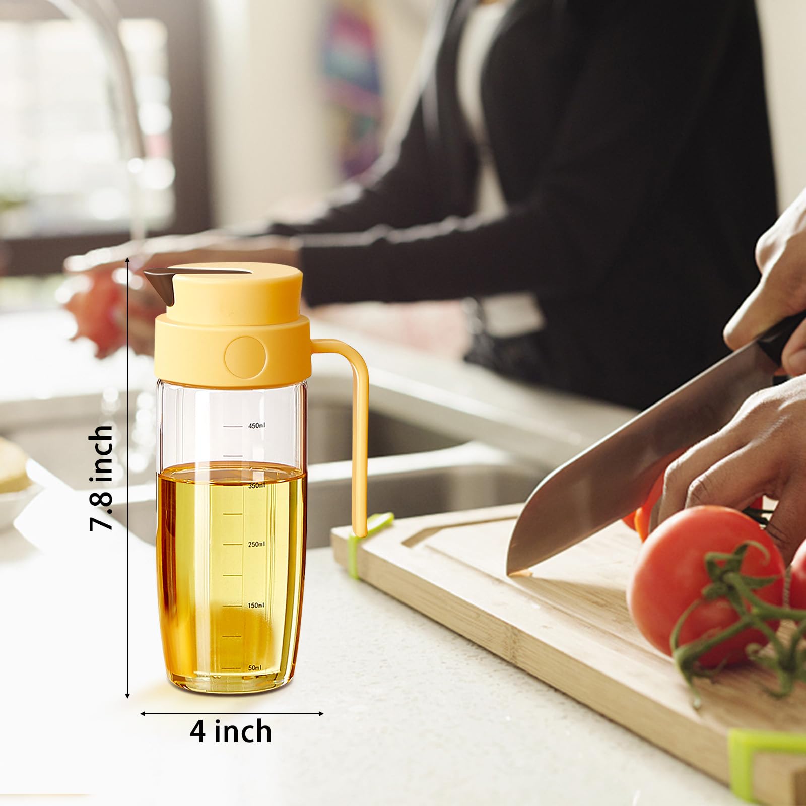 RASIEYA 2 Pack Glass Oil Dispenser Bottle for Kitchen, Auto Flip Oil and Vinegar Dispenser Set