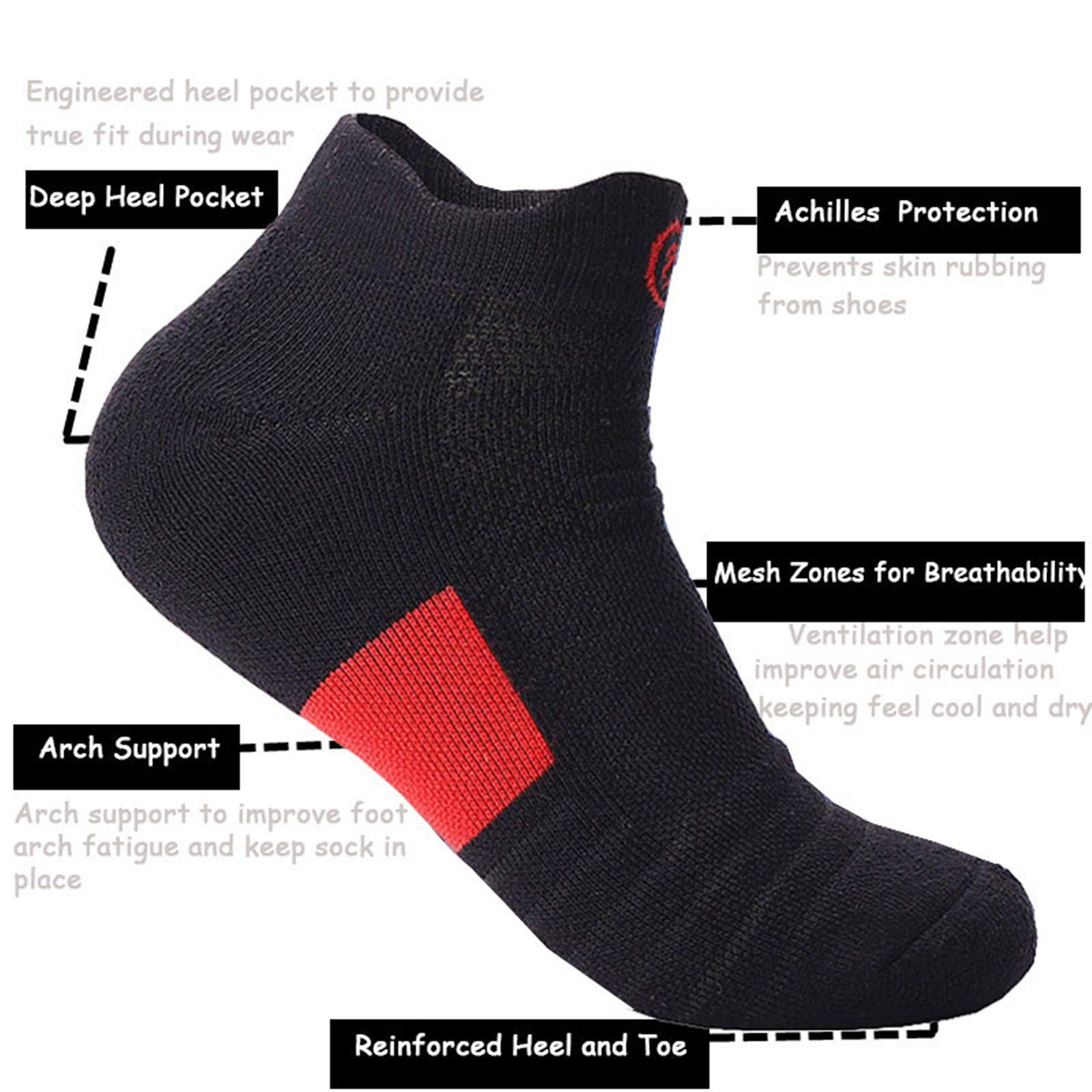 Yurlyson Men's Ankle Socks with Cushion, Sport Athletic Running Socks Black One Size