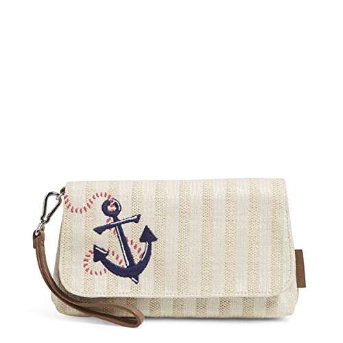 Vera Bradley Women's Straw Wristlet With RFID Protection, Regatta Anchor Navy, One Size
