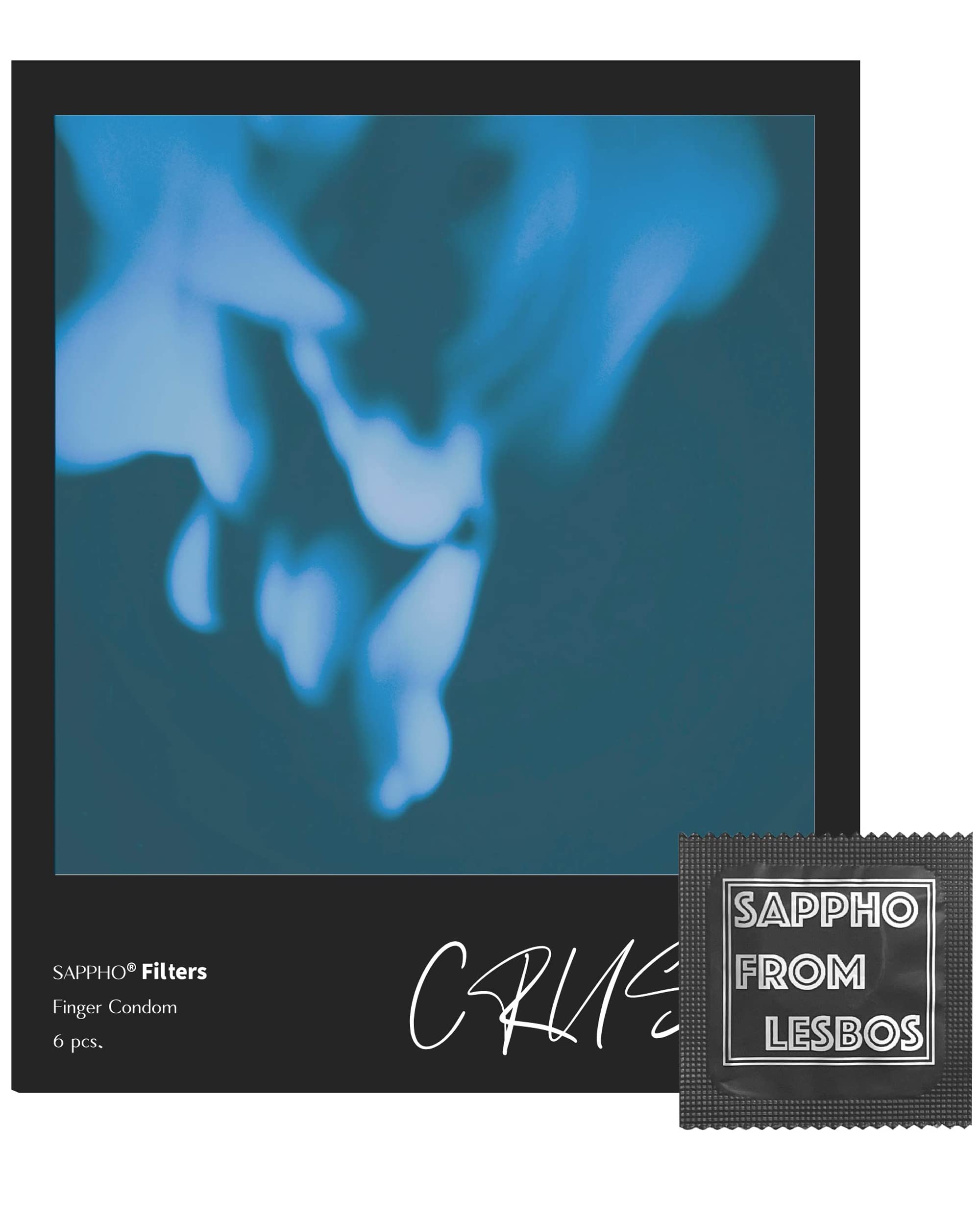 Sappho from lesbos Crush Blue Finger Condoms, Ultral Thin Lubricated Latex Fingersex Cots for STI Protection, Natural Sensitive - 6 Count, No Fragrance