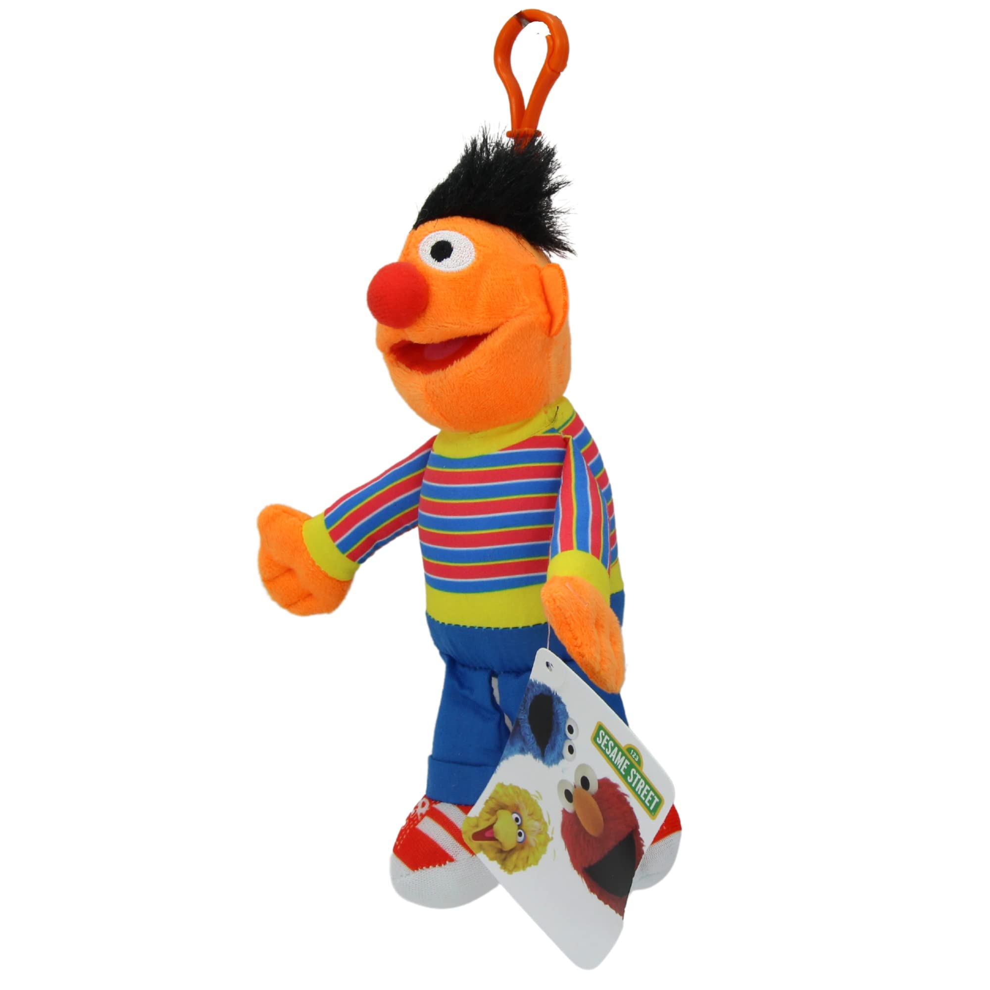 Sesame Street - Super Soft Gift Quality Plush Bag Clip/Key Clip 6619 Twin Pack - (8" 20cm Bert & 8" 20cm Ernie)