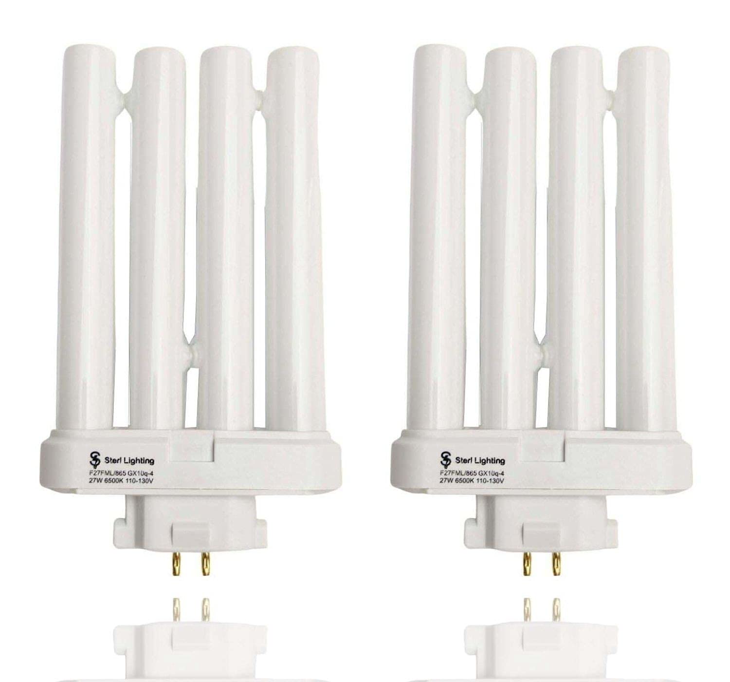 Sterl Lighting – GX10Q-4 Base FML Lamp 27 Watt Replacement Bulb for Desk or Small Floor 4 Prong Reading Quad Tube Compact Fluorescent Lamp CFML27 110/220 Volts 5.7In 1400Lm 6500K Day Light – 2 Pack