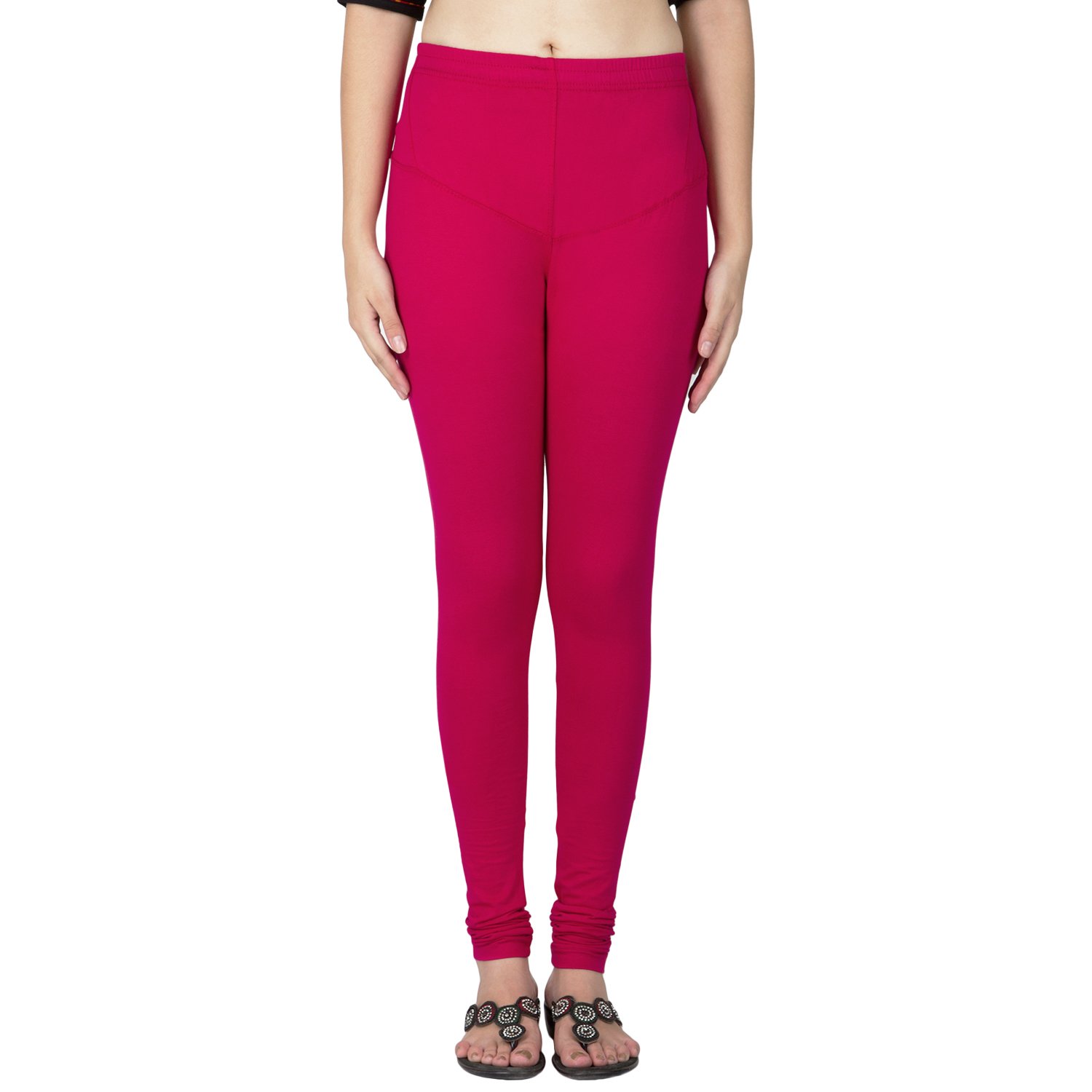 SARJANA HANDICRAFTS Women Cotton Churidar Leggings Authentic Casual Pants (Magenta)