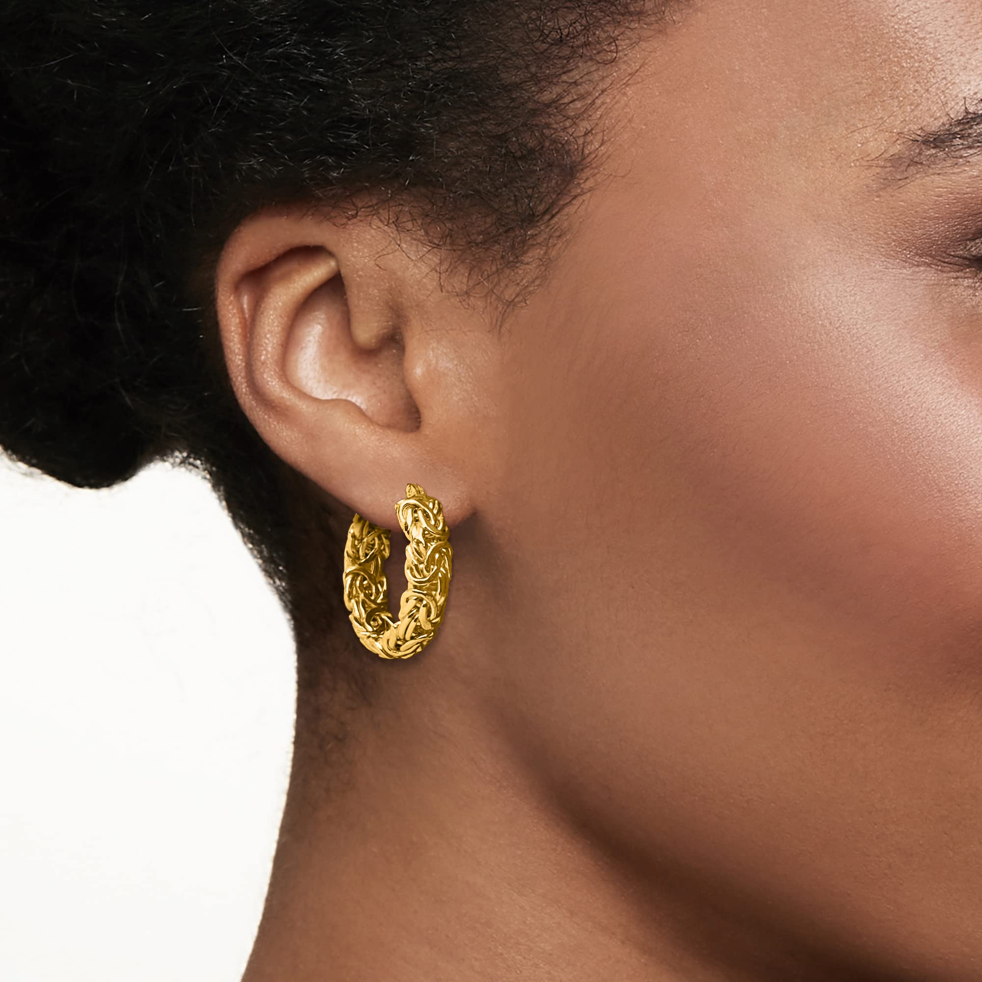 Ross-Simons 18kt Gold Over Sterling Small Byzantine Hoop Earrings