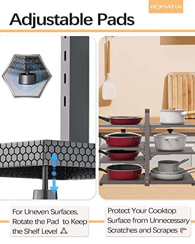 ROMATIA Pot and Pan Organizer Rack for under Cabinet, Heavy Duty Pot Pan Rack under Sink Organizers and Storage, Pot lid organizer, Kitchen Cabinet Organizer with 7 Adjustable Shelves