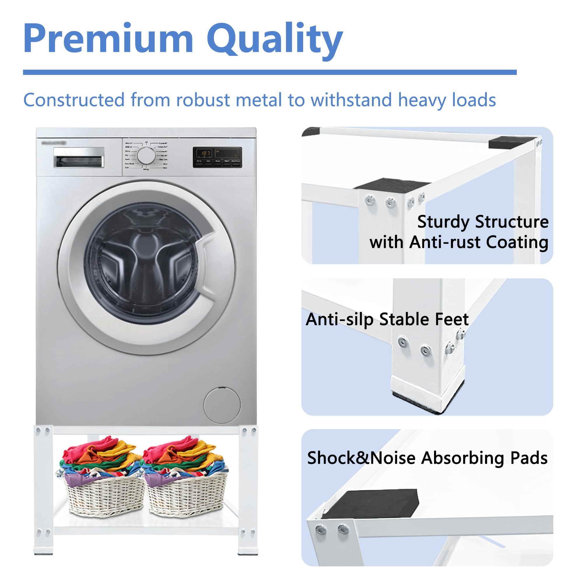 Royxen Laundry Pedestal 16" Height Universal Fit 700lbs Capacity, Washer and Dryer Pedestals, Dryer Base Platform Heavy Duty with 28" Wide, Black