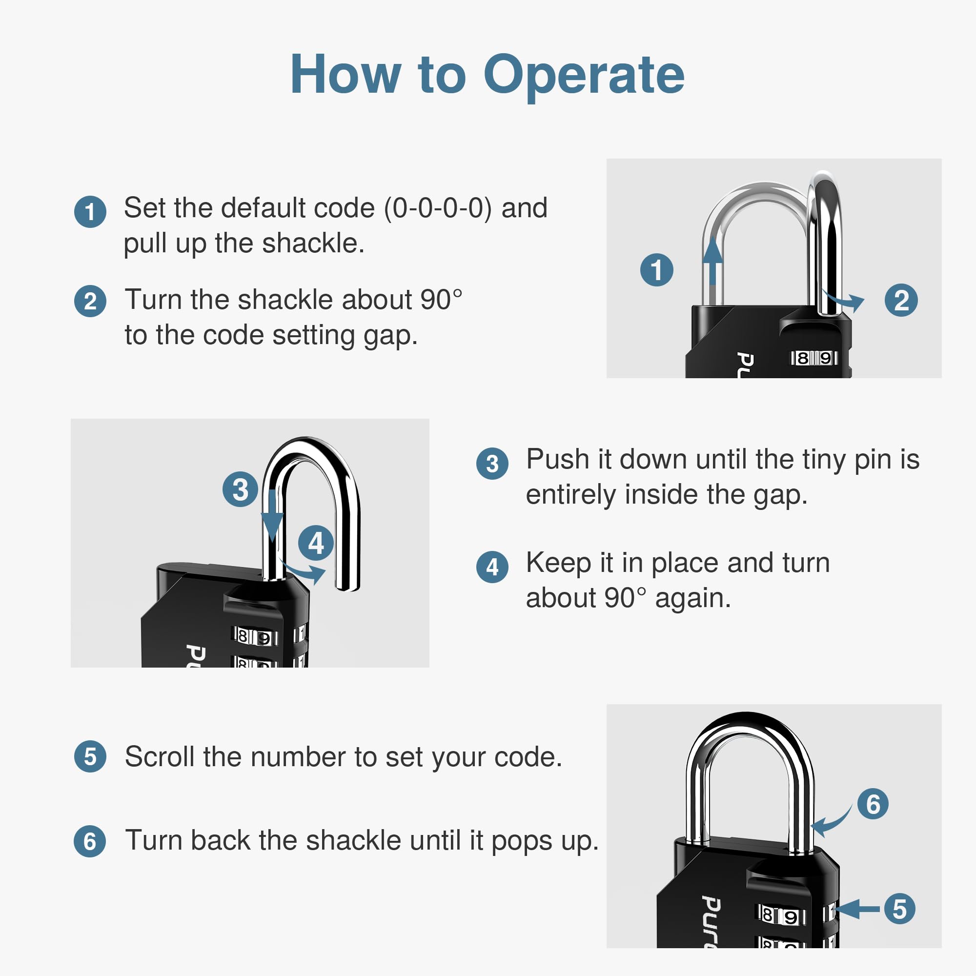 Puroma 4 Pack Combination Lock 4 Digit Locker Lock Outdoor Waterproof Padlock for School Gym Locker, Sports Locker, Fence, Toolbox, Gate, Case, Hasp Storage (Black)