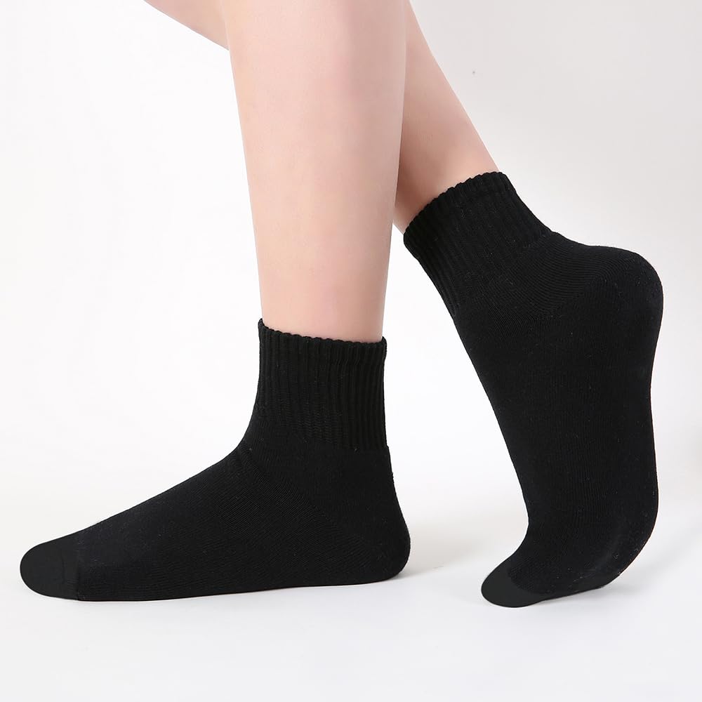Womens Ankle Socks Full Cushioned Cotton Socks 6 Pairs Anti-blister Quarter Athletic Socks 7-10/10-13